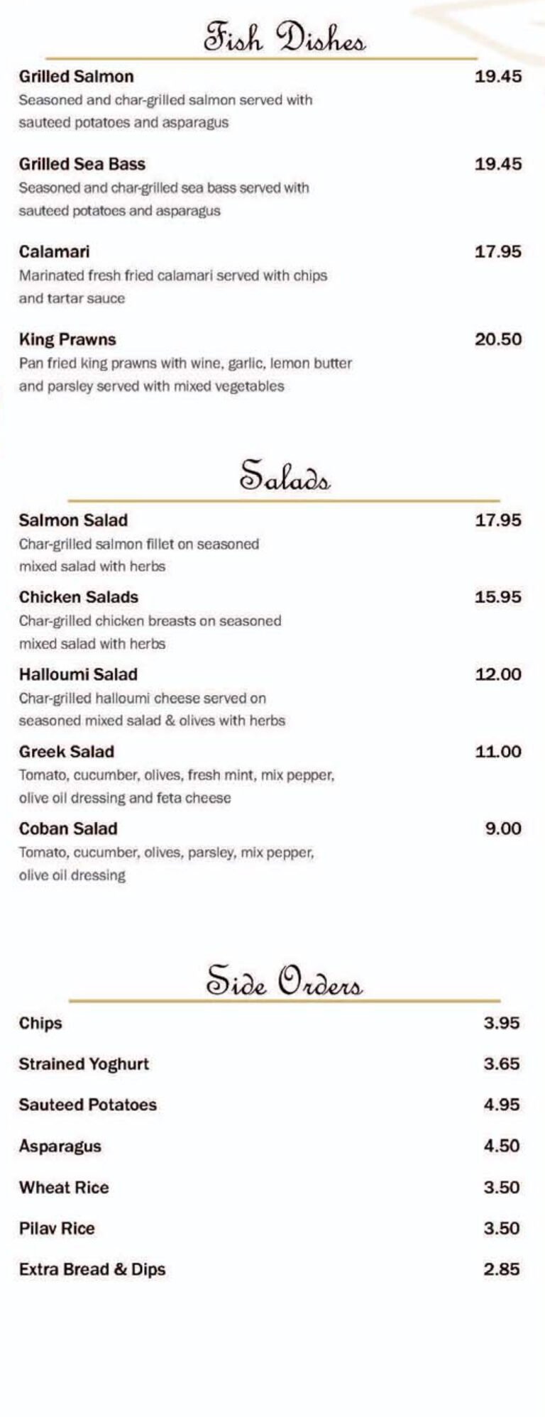 Main Menu | Ihlara Valley Restaurant | Turkish Cuisine in Woking